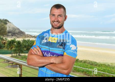 Titans player Kieran Foran poses for a photo at North Burleigh beach ...