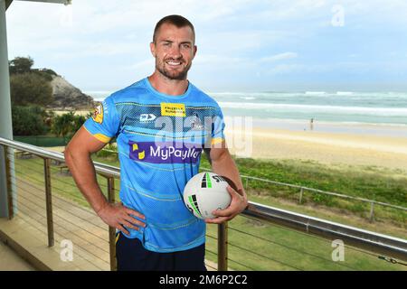 Titans player Kieran Foran poses for a photo at North Burleigh beach ...