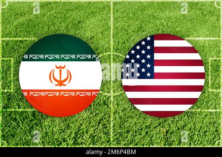 Iran and USA football match - Tournament 2022 - 3D illustration Stock ...