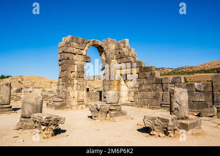 Well-preserved roman ruins in Volubilis, Fez Meknes area, Morocco ...