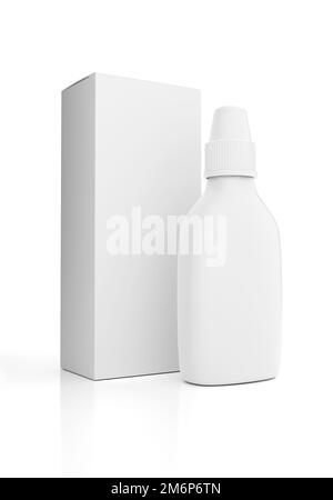 Eye Drop Bottle and Box Mockup isolated on White Background - 3D ...