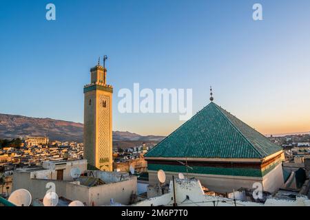 Beautiful cityscape of Fez taken from rooftop terrace in the heart of ...