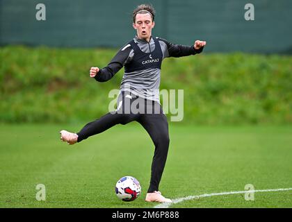 Plymouth Argyle midfielder Callum Wright (26) walks on and inspect the ...