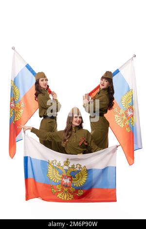 Russian women smiling in traditional clothing Siberia Russia Stock ...