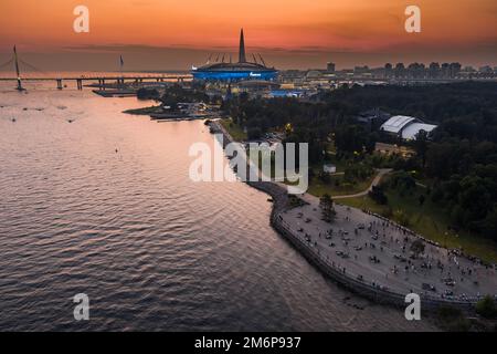 Russia, St. petersburg, 17 August 2022: A picturesque sunset over the ...