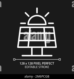 Solar panel pixel perfect white linear icon for dark theme Stock Vector ...