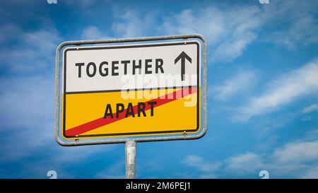 Street Sign to Together versus Apart Stock Photo - Alamy