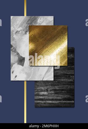 Gray marbled and shiny gold textured background vectors set Stock ...
