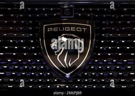 Peugeot logo emblem sign Stock Photo - Alamy