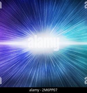Big bang effect on bright red and blue galaxy sky, square background ...