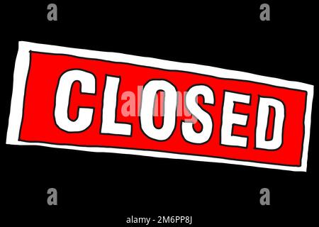 closed sign illustration in white over red Stock Photo - Alamy