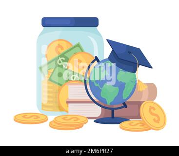 Savings for child education 2D vector isolated illustration Stock ...