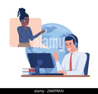 Global customer service 2D vector isolated illustration Stock Vector ...