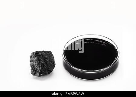 petri dish with petroleum, fuel oil, isolated white background Stock ...