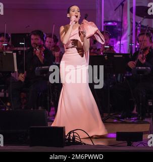 Katy Perry performs at the David Lynch Foundation Benefit Stock Photo ...