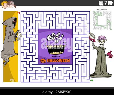 Halloween Maze Game for Children.Fun Educational Scary Character Theme ...