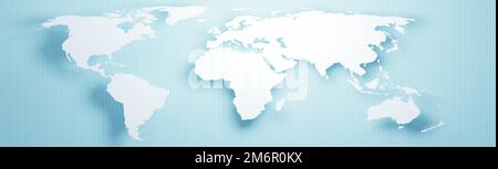 World map banner concept. Detailed flat map of continents. 3d rendering ...