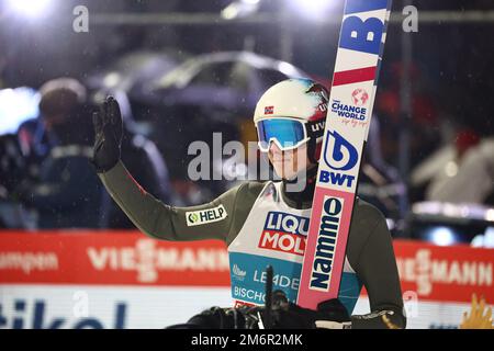 Halvor Egner Granerud of Norway reacts after his final jump at the Ski ...