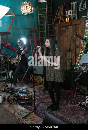 Cults - Madeline Follin and Brian Oblivion film a session in Brooklyn ...