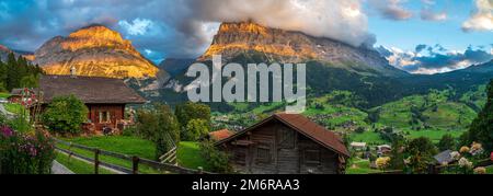 Grindelwald Valley at the Sunset Stock Photo - Alamy