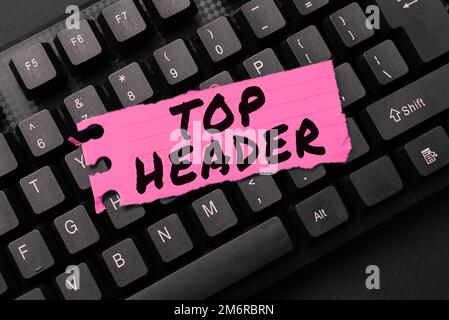 Conceptual caption Top Header, Conceptual photo text at the top of a ...