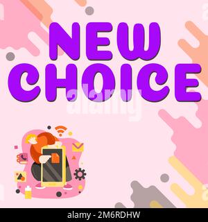 Hand writing sign New Choice. Business showcase having lot of options ...