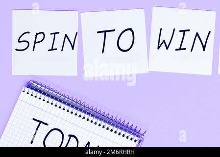 Text sign showing Spin To Win. Internet Concept Try your luck Fortune ...