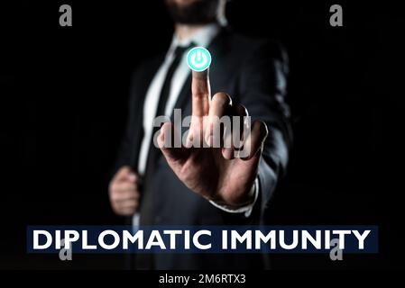 Sign displaying Diplomatic Immunity, Concept meaning law that gives ...