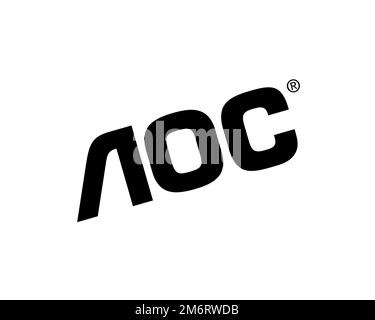 AOC International, rotated logo, white background B Stock Photo - Alamy