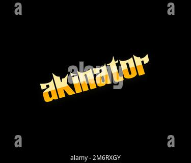 Akinator, rotated logo, black background B Stock Photo - Alamy