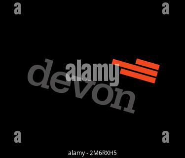 Devon Energy, rotated logo, black background Stock Photo - Alamy