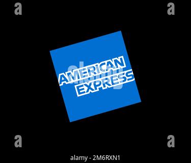 American Express, rotated, black background, logo, brand name Stock ...