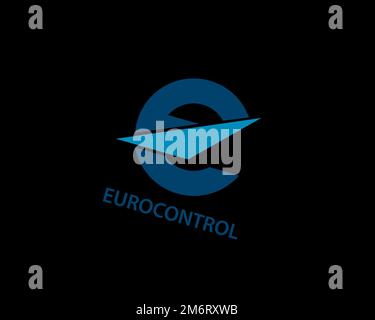 Eurocontrol, rotated logo, black background Stock Photo - Alamy