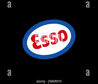Esso, rotated, black background, logo, brand name Stock Photo - Alamy