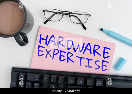 Text caption presenting Hardware Expertise. Business approach machines ...