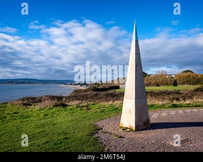 Orcombe Point, near Exmouth, is marked by the 'Geoneedle', a sculpture ...