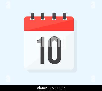 Calendar day 10. Number ten on a white paper with wine color border on ...