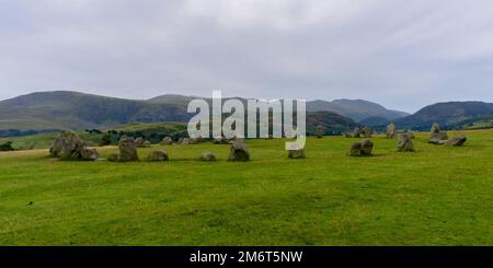 A panorama view of the Castlerigg Stone Circle in the Lake District ...