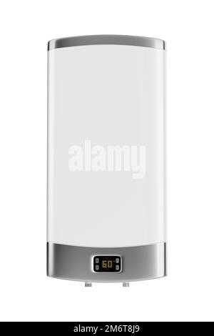 Digital water heater isolated on white background, front view Stock ...