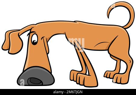 Funny cartoon sniffing brown dog comic animal character Stock Photo - Alamy