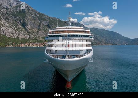 Large cruise ship front bow aerial top view Stock Photo - Alamy