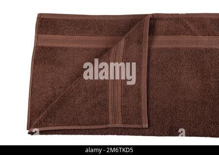 Brown Bath Towel Top View 100% Cotton Terry Towels Isolated with White ...