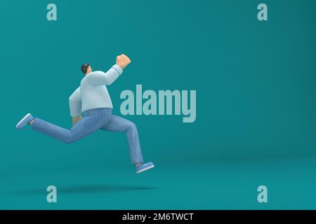 Cartoon character wearing jeans white long shirt. 3d illustrator in ...