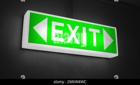 Green exit sign light Stock Photo - Alamy