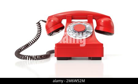 An old red dial-up phone. 3d illustration Stock Photo - Alamy