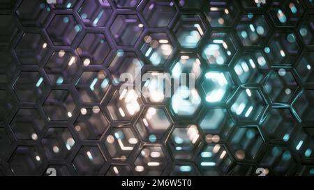 Hexagonal science fiction light reflections background Stock Photo - Alamy