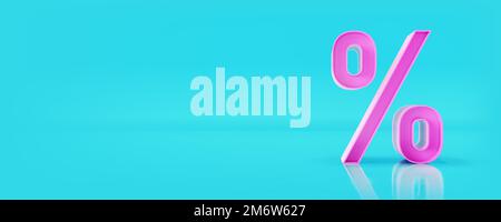 Pink percentage sign on turquoise background. 3D illustration Stock ...