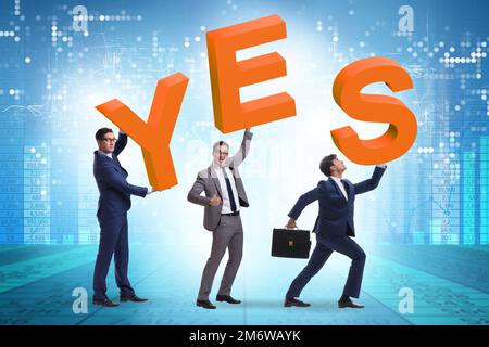 Businessmen in yes positive answer concept Stock Photo - Alamy