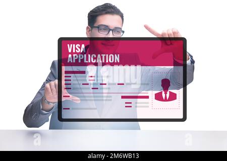 Visa application concept with the businessman Stock Photo - Alamy