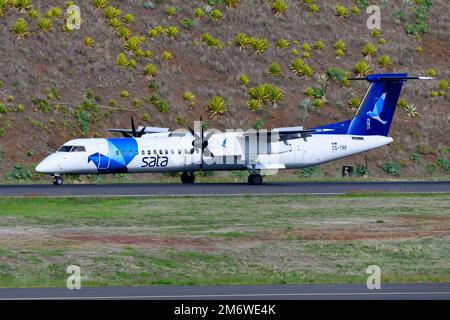 Azores Airlines De Havilland Dash 8 Q400 series aircraf taxiingt ...